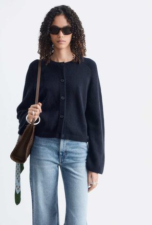 & Other Stories Strickjacke aus Baumwoll- und Wollmix in Schwarz