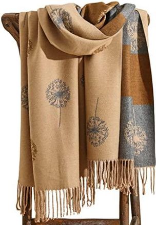 GFM Ch&acirc;le tr&egrave;s doux en texture cachemire pour lautomne et lhiver - Pissenlit - DLSHL-Marron fonc&eacute;