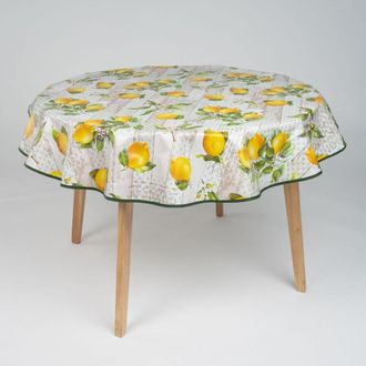 Laro runde 140 cm wachstuchtischdecke wachstischdecke abwashbar PVC tischdecke Wachstuch wasserabweisend Garten tischdecke, Muster:Lemonix Zitrone