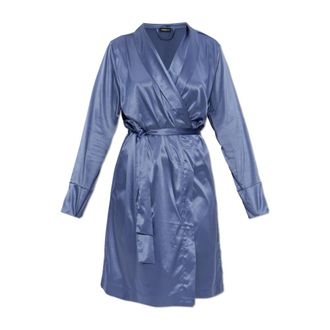 Emporio Armani Femme, Vêtements de nuit et de détente, Bleu, Taille: 42/44 FR Peignoir en satin