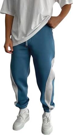 Generic Pantalon de surv&ecirc;tement respirant pour homme pour lentra&icirc;nement et les loisirs, taille &eacute;lastique, coupe ample, pantalon confortable, bleu, L