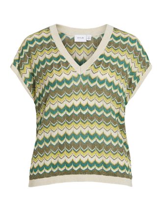 Vila Viember New V-Neck S/S Glitter Knit Top