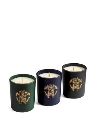 Roberto Cavalli lot de trois bougies parfum&eacute;es Gold Jungle - Noir