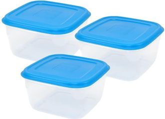 GiòStyle Set mit 3 luftdichten Lebensmittelbehältern - 0,5 l + 1 l + 1,5 l - Made in Italy - quadratisch - geeignet für Kühlschrank, Gefrierschrank und Mikrowe