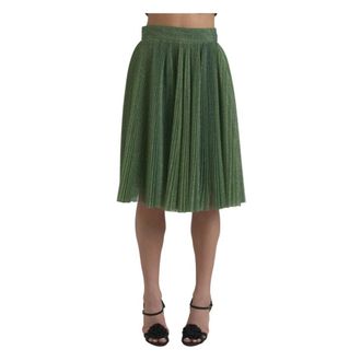 Dolce & Gabbana Metallisch Gr&uuml;ner Plissierter A-Linien-Rock - - Skirts - Damen - Gr&uuml;n - L