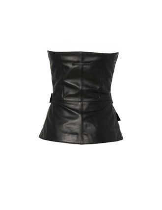 Manokhi Womens Jean Top Black Lambskin Tops
