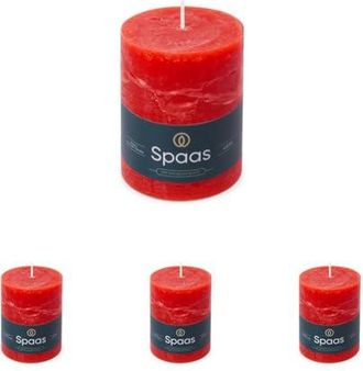 Spaas Rustikale Stumpenkerze 80/110 mm 65St. - rot (Packung mit 4)