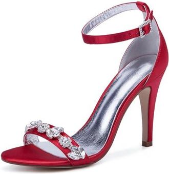 Generic Chaussures De Mariage Mari&eacute;e Stylet Talons Et&eacute; Bout Ouvert Talon Mariage Soir&eacute;e Chaussures Femmes 10.5Cm,Rouge,40 EU