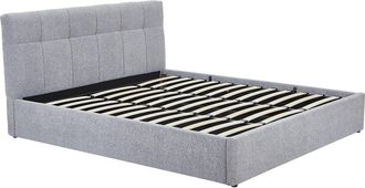 Vente-Unique Bett mit Bettkasten - 180 x 200 cm - Boucl&eacute;-Stoff - Grau - MAZIRI