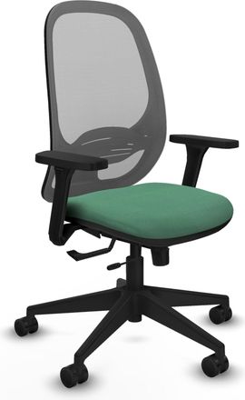 Piqueras y Crespo Cilanco B&uuml;rostuhl mit 3D-Armen, h&ouml;henverstellbare Lendenwirbelst&uuml;tze, ausgestattet mit Syncro/Translack und Schneideschaum, Grau/Smaragdgr&uuml;n