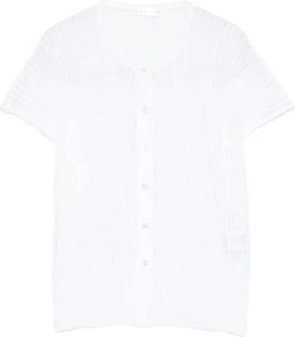 Roberto Collina Femme, Pulls, Blanc, Taille: 36 FR Haut c&ocirc;tel&eacute; boutonn&eacute; sur le devant