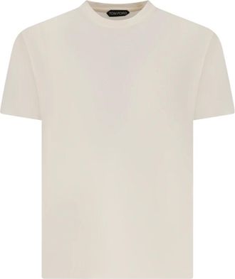 Tom Ford Homme, Tops, Blanc, Taille: M T-shirt Col Rond en Coton Classique