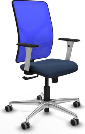 Piqueras y Crespo B&uuml;rostuhl mit schwarzen und wei&szlig;en Armlehnen, h&ouml;henverstellbare Lendenwirbelst&uuml;tze, ausgestattet mit 3 Positionen und Schneideschaum, Blau/Marineblau