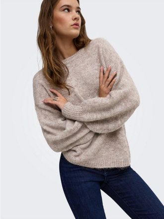 Only Strickpullover ONLNELLIE LS O-NECK KNT NOOS Materialmix, regular fit