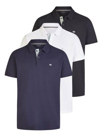 Tom Tailor Poloshirt Herren Poloshirt 3er-Set Regular Fit (Vorteilspack, 3-tlg) aus 100% Baumwolle