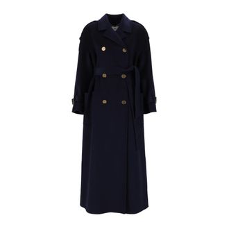 Elisabetta Franchi Cappotto cintura - Femme - Manteaux - Bleu - Taille: 40 FR