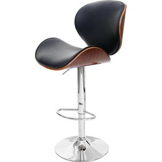 Mendler Mendler - tabouret Foxrock, chaise de bar, bois courb&eacute; desgin r&eacute;tro - aspect noix, noir