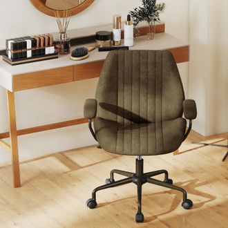 Giantex B&uuml;rostuhl Ergonomisch, Schreibtischstuhl mit Verstellbarer R&uuml;ckenlehne, gepolstertem Sitz & Armlehnen, H&ouml;henverstellbarer Drehstuhl f&uuml;r B&uuml;ro & Arbeits