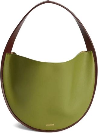 Jil Sander Femme, Sacs, Vert, Taille: ONE Size Sac bandouli&egrave;re croissant en cuir
