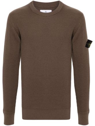 Stone Island sweat en coton à patch Compass - Marron