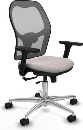 Piqueras y Crespo Jorquera Stuhl mit Lendenwirbelst&uuml;tze mit 3D-Armlehnen, ausgestattet mit Syncro/Traslack und injiziertem Schaum. Mit Rollen von 65 mm Nylon, Grau/Wei&szlig;