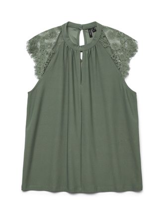 Vero Moda Damen VMMILLA SL LACE Tee GA NOOS T-Shirt, Laurel Wreath, S