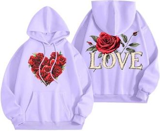 Generic Sweat &agrave; capuche &agrave; manches longues pour la Saint-Valentin 2026 pour femme (2), violet, XXL