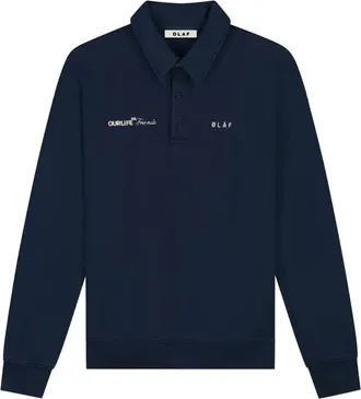 Olaf Hussein Homme, Tops, Bleu, Taille: S Script Friends Oversized Polo