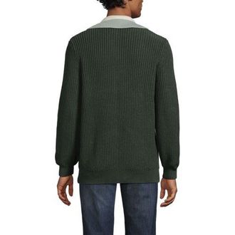 Lands End Baumwoll-Pullover mit Colorblock-Kragen DRIFTER, Herren, Größe:52-54 regular, Beige, Baumwolle, by Lands End