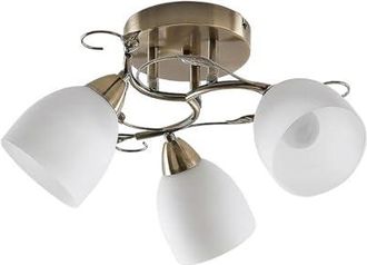 Lindby Plafonnier Thaddeus &agrave; intensit&eacute; variable en Blanc M&eacute;tal e. a. pour Salon & Salle manger (&agrave; 3 lampes, E14) Luminaire Lampe Plafond Eclerage Eclairage I