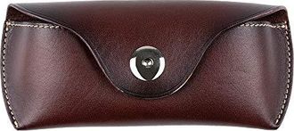 ZLYC Étui de lunettes, rigide, en cuir véritable, fait main, unisexe, Boucle magnétique, café., taille unique