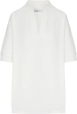 Max Mara Pull en cr&ecirc;pe de viscose avec col polo - Femme - Pulls - Blanc - Taille: 36 FR