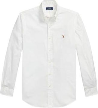 Polo Ralph Lauren Chemise droite &agrave; logo en coton m&eacute;lang&eacute;