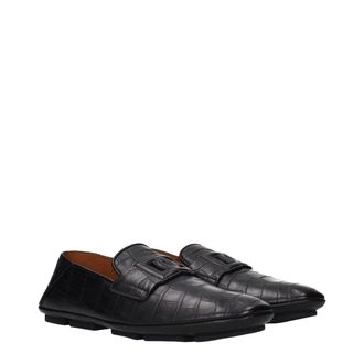 Dolce & Gabbana Mens Black Leather Slip-On Loafers