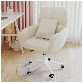 Generic Ergonomischer B&uuml;rodrehstuhl Mit Lordosenst&uuml;tze Und 360&deg;-R&auml;dern for Den Heimgebrauch Oder Den Schminktisch(White)