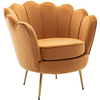 Vente-Unique Pascal Morabito - Fauteuil coquillage en velours jaune moutarde dandelion de