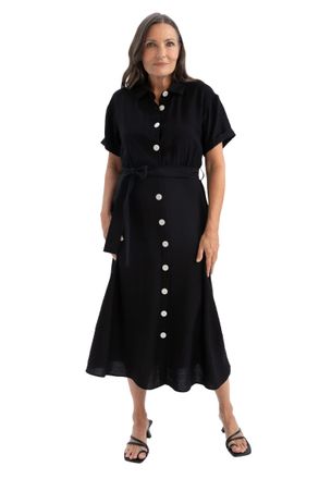DeFacto Damen U6943AZ Dress, Black, 34