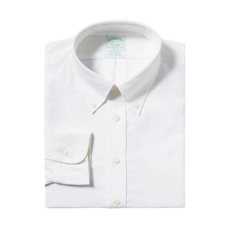 Brooks Brothers Homme, Chemises, Blanc, Taille: L Chemise Blanche Slim Fit en Coton Stretch sans Repassage avec Col Boutonn&eacute;