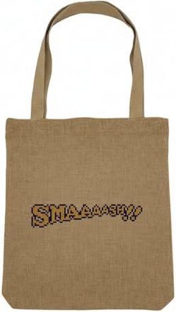 Fabulous Sac Shopping Tote Bag Aspect Lin - Smaaaash!! Pixel Art Jeux Video Retro Gaming Arcade - Sac de Courses Toile Epaisse 360g Beige Naturel Cabas Port&eacute; E
