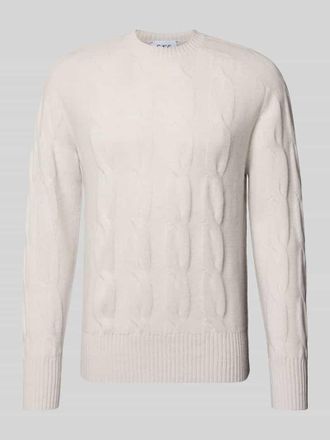 FTC Regular Fit Strickpullover aus reinem Kaschmir mit Zopfmuster
