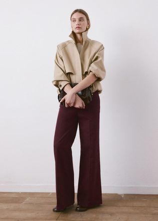 Mango Jean large taille haute lie de vin - Femme - 32 - MANGO