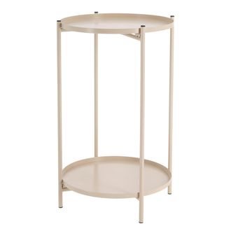 Meinposten Beistelltisch rund Couchtisch Telefontisch 28x48 cm schwarz Creme wei&szlig; (Beige)