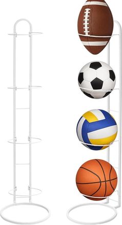 Generic 3/4 Tier Ball Lagerregal Metall Vertikale Sportausr&uuml;stung Organizer St&auml;nder Fu&szlig;ball for Basketball Volleyball(White4 Tier.)