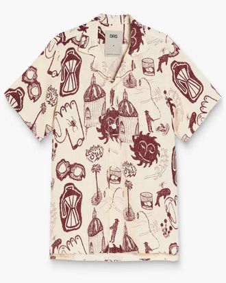 OAS Kurzarmhemd aus Leinen mit Print in