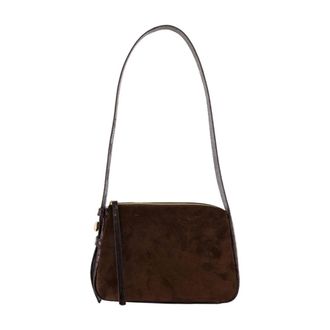 Tory Burch Petit sac bandouli&egrave;re Romy en daim - Femme - Sacs - Brun - Taille: ONE Size