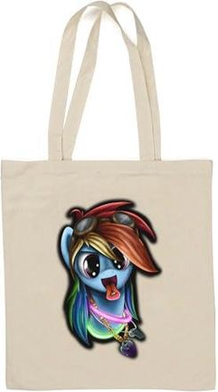 Generic Raver Poney Sac fourre-tout en coton naturel Blanc