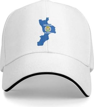 Yaxinduobao Casquette de baseball avec drapeau de la Calabre - Casquette à bord sandwich pour homme et femme - Casquettes réglables, blanc, taille unique