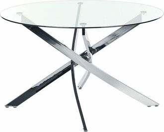 Beliani Esstisch Transparent Sicherheitsglas und Eisen 120 cm mit Silbernem Metallgestell Rund Modern Glamour Esszimmer Ausstattung M&ouml;bel