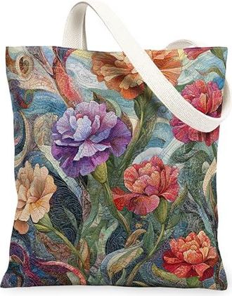 Generic Sac fourre-tout en toile avec oeillets de printemps pour faire du shopping, 33 x 38,1 cm, sac d&eacute;picerie r&eacute;utilisable pour femme, sac d&eacute;picerie esth&eacute;ti