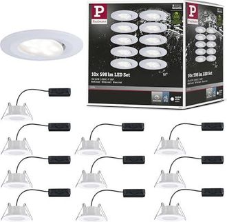 Paulmann 99924 spots enc. LED Calla rond kit de 10 incl. 10x6,5W IP65 gradable projecteurs enc. Blanc dépoli éclair. darmoire plast. lampe enc. 4000K